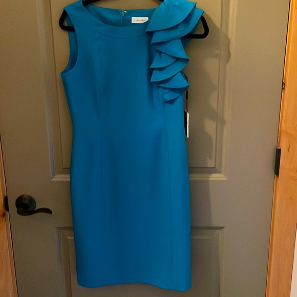 Calvin Klein | Dresses | Calvin Klein Classic Sleeveless One Arm Ruffle ...